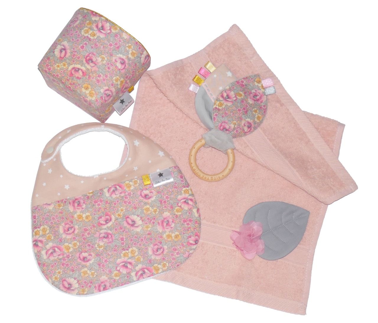 Corbeille de bébé Liberty rose poudré - Laloudesbois